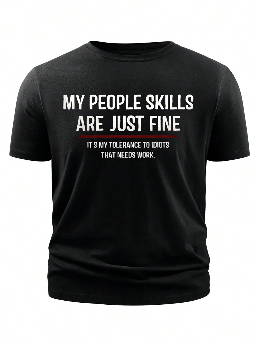 Men's Plus Size Slogan Print Short Sleeve T-Shirt | SHEIN USA