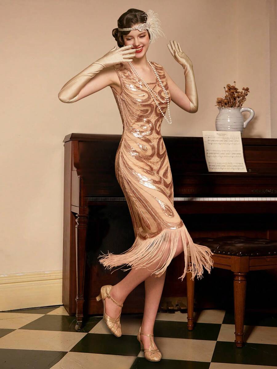 Recién Llegado, Vestido Gatsby De Los Años 20, Vestido Flapper Art Deco ...