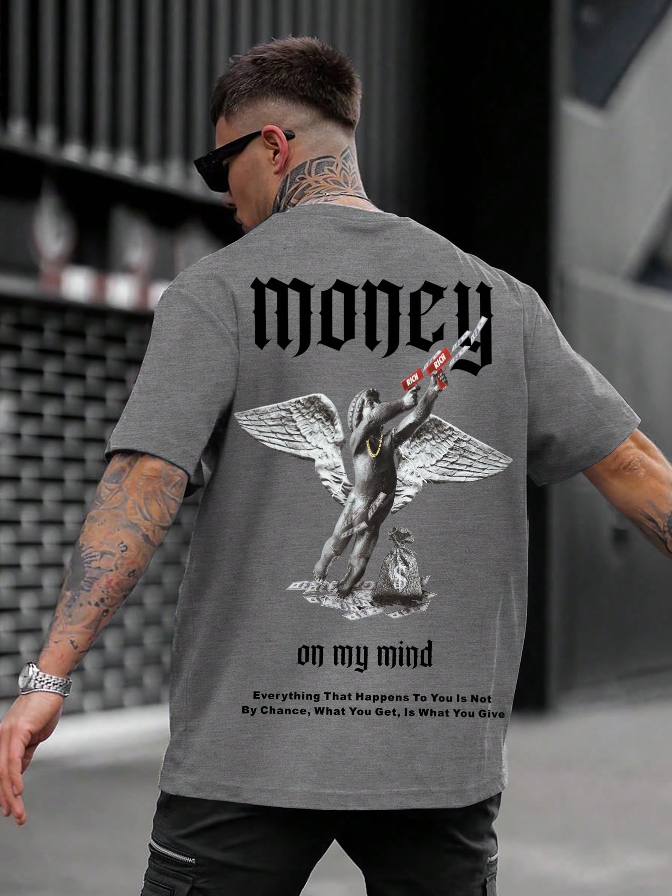 Manfinity EMRG Loose Fit Men's Angel Slogan Printed T-Shirt | SHEIN UK