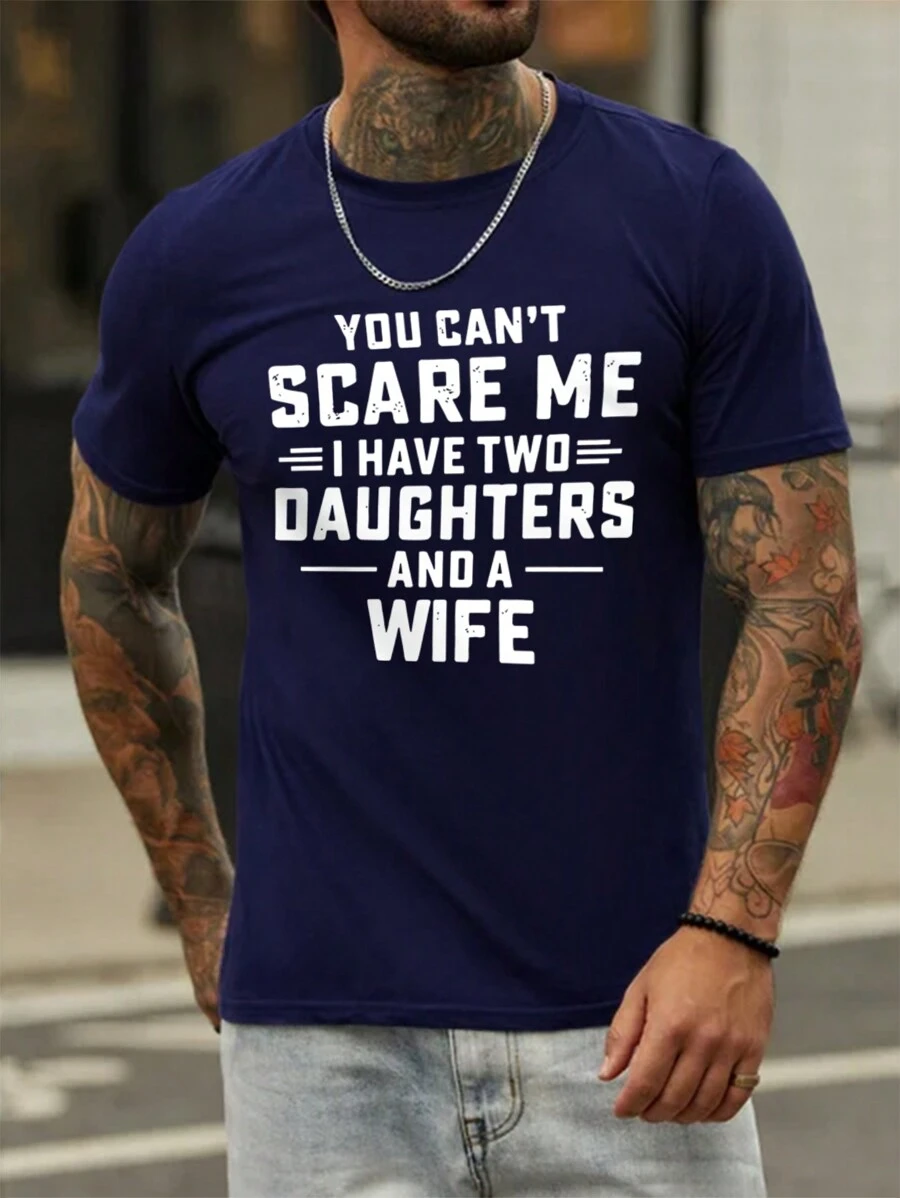 Manfinity Roughcore Men Letter Slogan Printed Casual Short Sleeve T ...