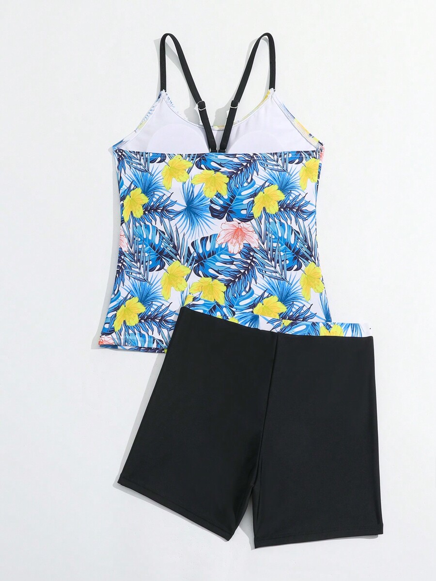 Tween Girls Tropical Print Tankini Set | SHEIN UK