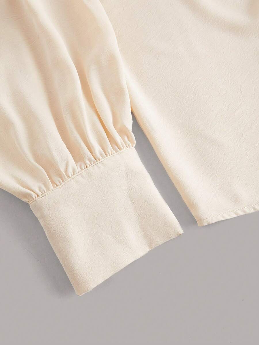 SHEIN DECDS Plus Size Knot Collar Lantern Sleeve Blouse | SHEIN USA