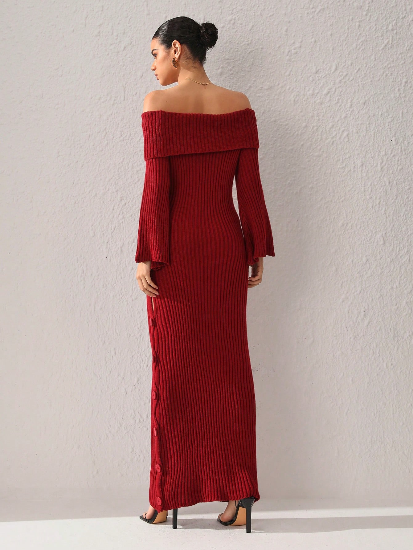 Neeshavalore Womens Off The Shoulder Fit And Flare Maxi Dress Shein Usa