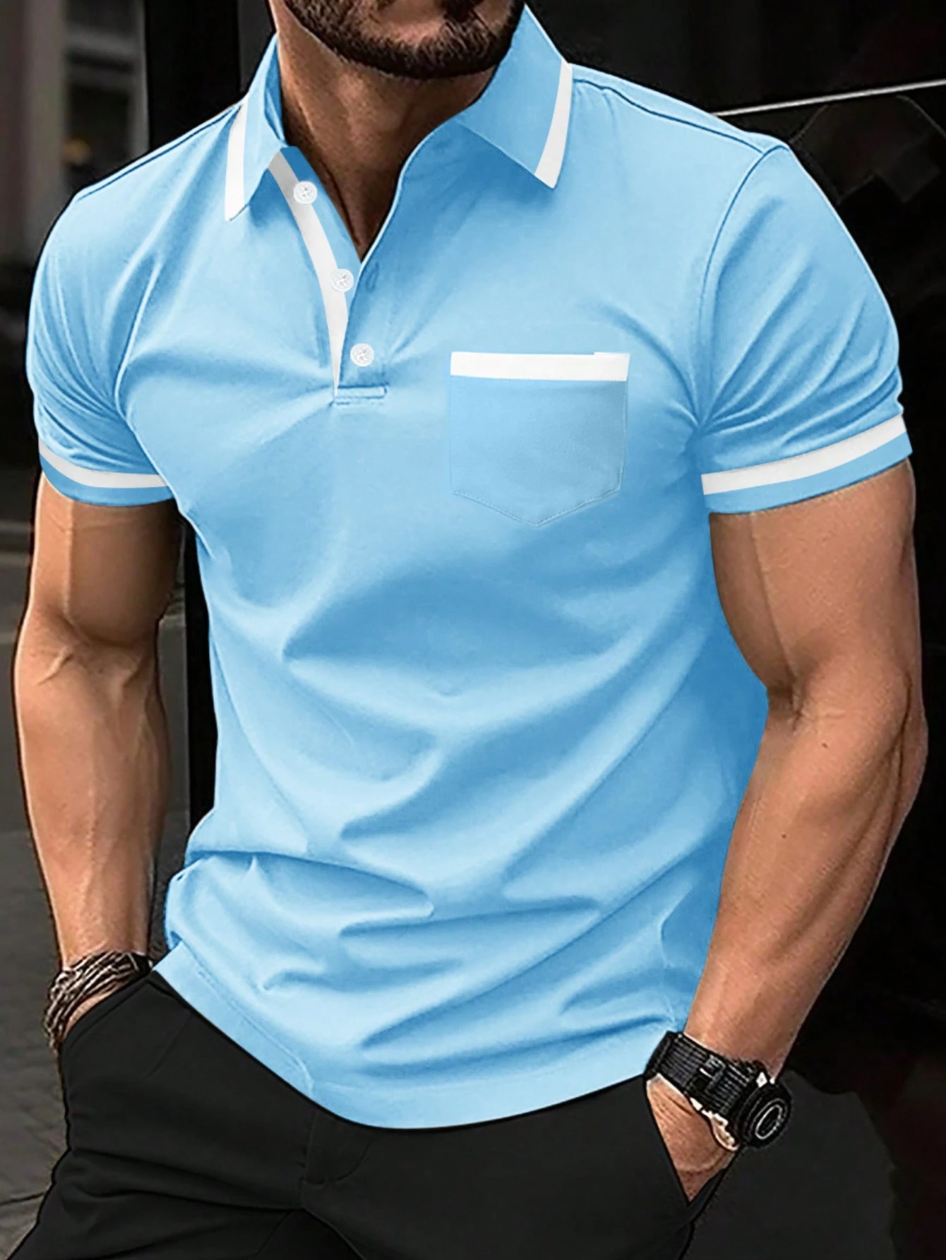 Manfinity Mode Men Contrast Trim Polo Shirt | SHEIN USA