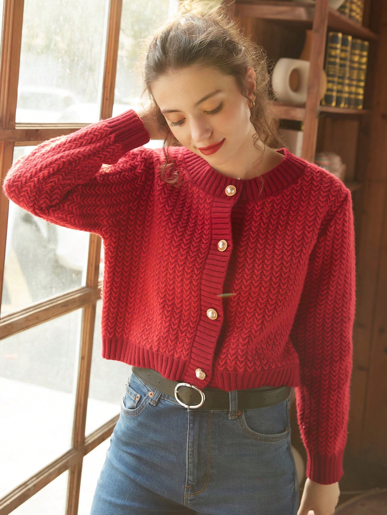 Knit Mix Solid Button Up Cardigan | SHEIN USA