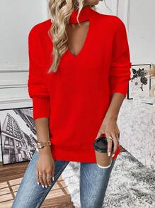 EMERY ROSE Women's Choker Neck Drop Shoulder Sweater For New Year ...