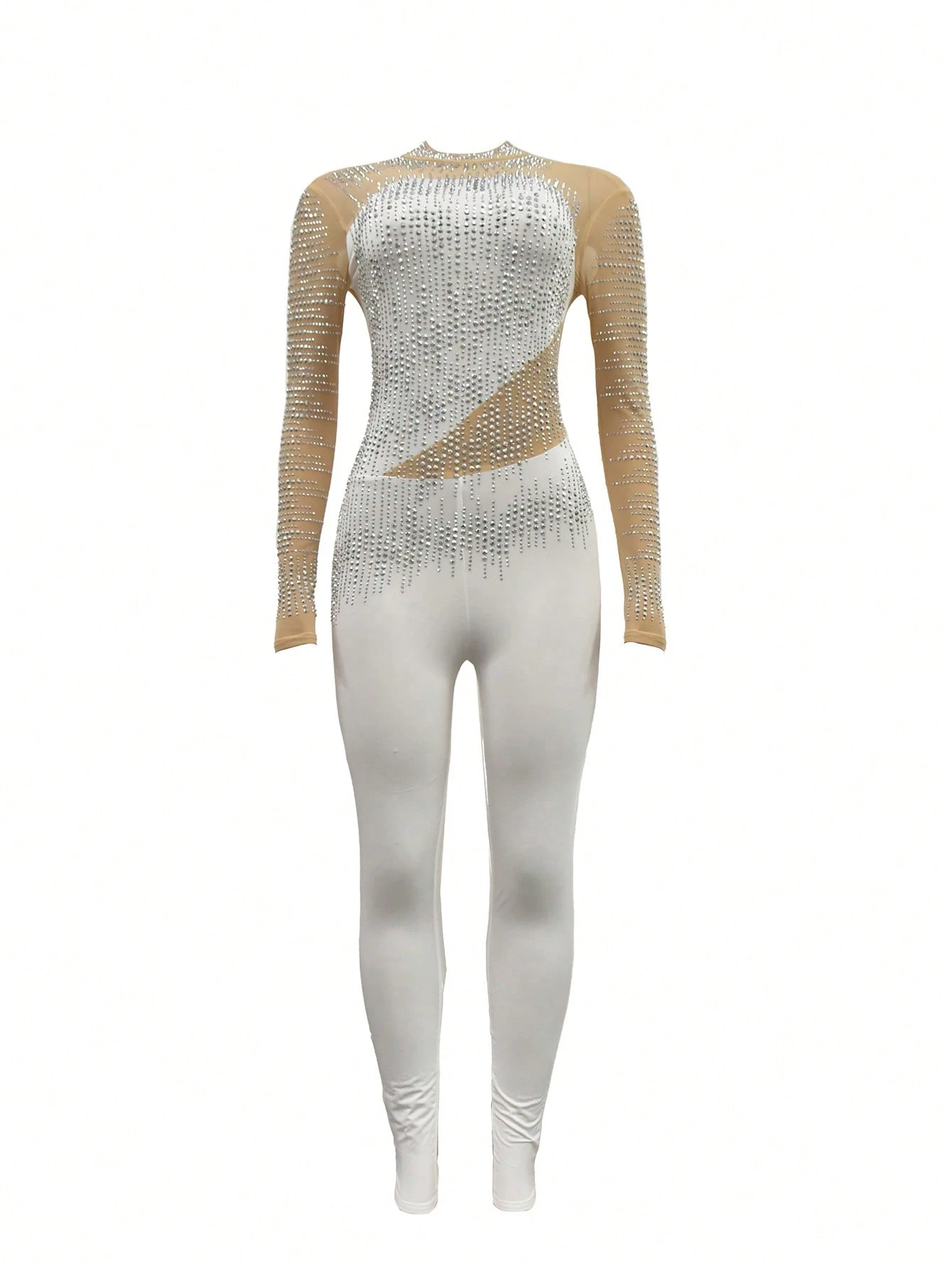Women'S Rhinestone Decorated Long Sleeve Unitards | SHEIN USA