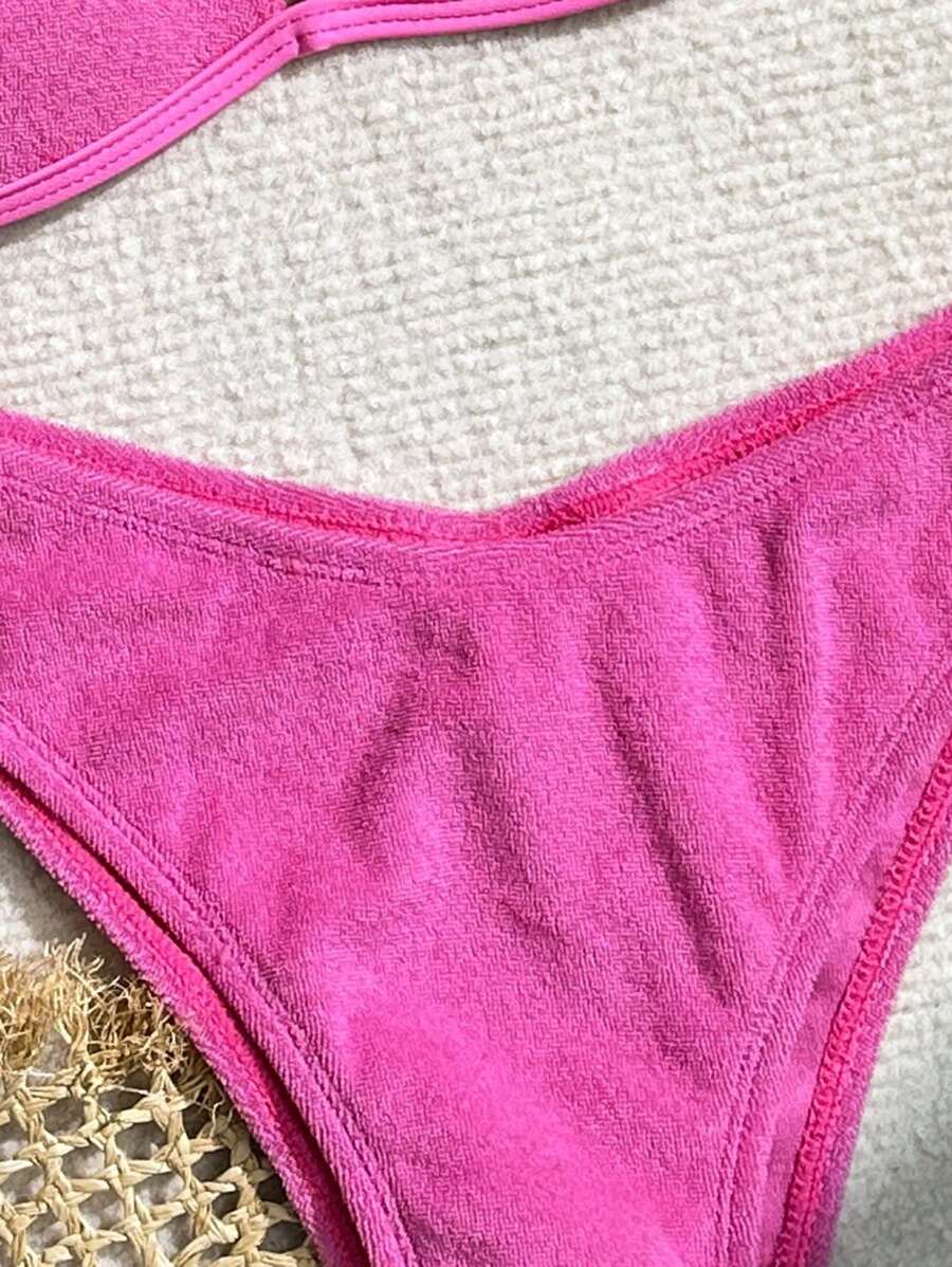Shein Swim Vcay Solid Color Halter Bikini Set Shein Uk
