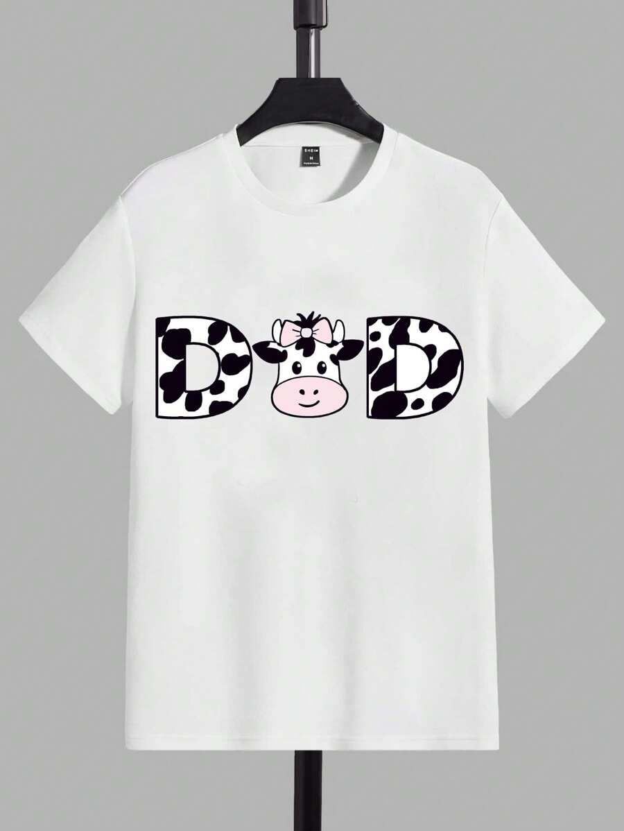 Manfinity Heren Spotprent Koeprint Korte mouwen T-shirts | SHEIN Nederland