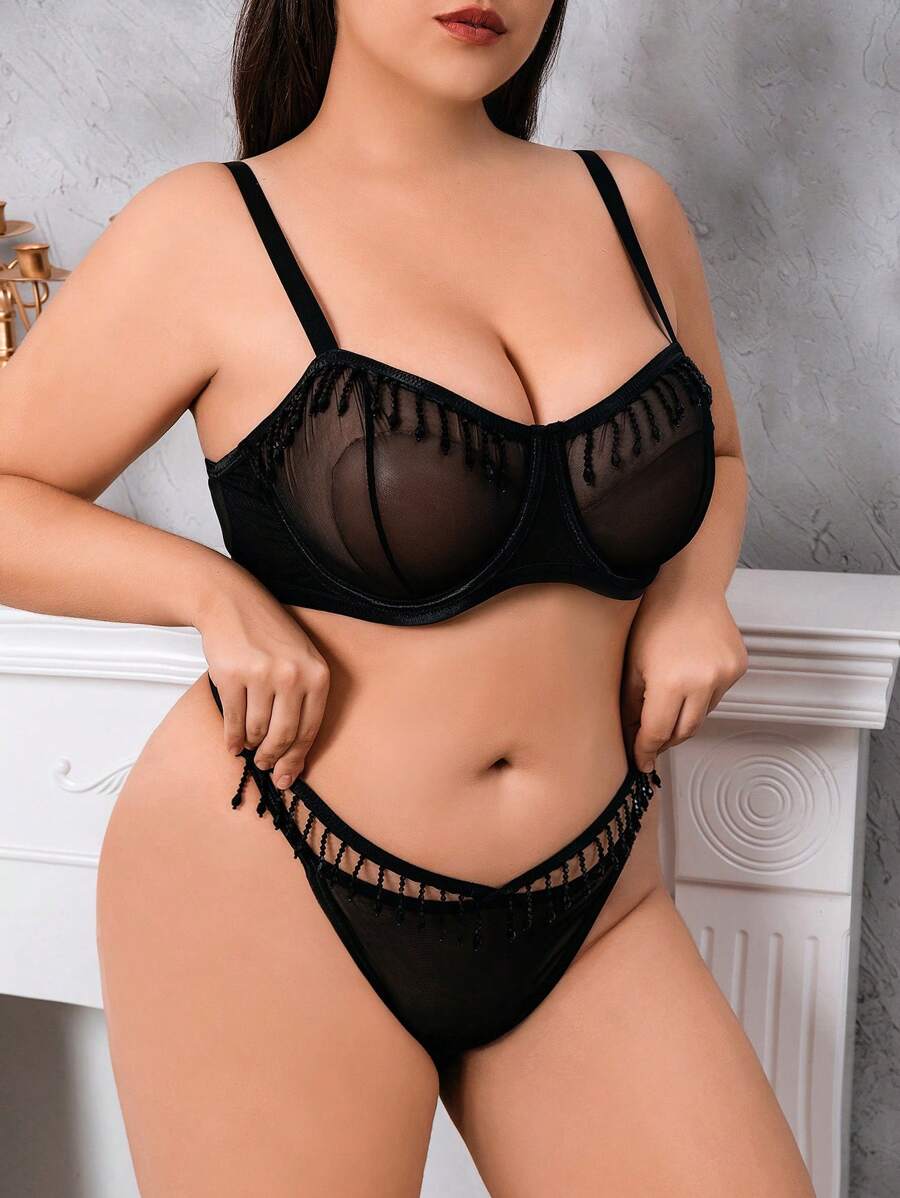 Plus Size Sexy Sheer Mesh Lingerie Set | SHEIN USA