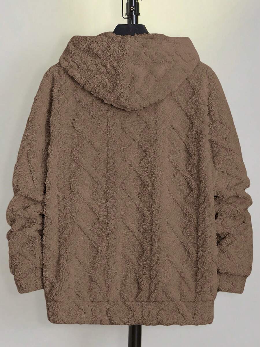 Manfinity ModaGents Loose Fit Men's Teddy Hooded Jacket With Kangaroo ...