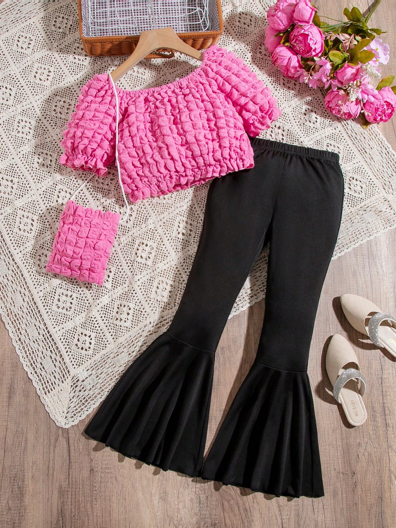 Tween Girls' Trendy, Sweet And Cute Square Neck Short Sleeve Top And ...