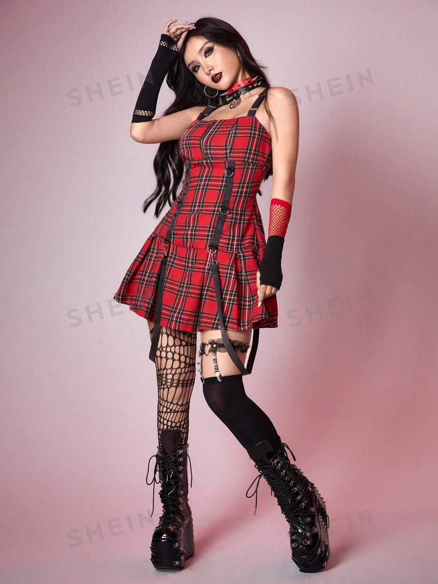 ROMWE Grunge Punk Street Style Slim Fit Shirred Knit Cami Bodycon Dress ...