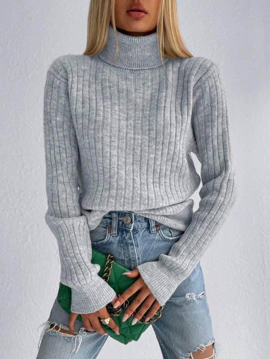 Solid Turtleneck Sweater | SHEIN USA