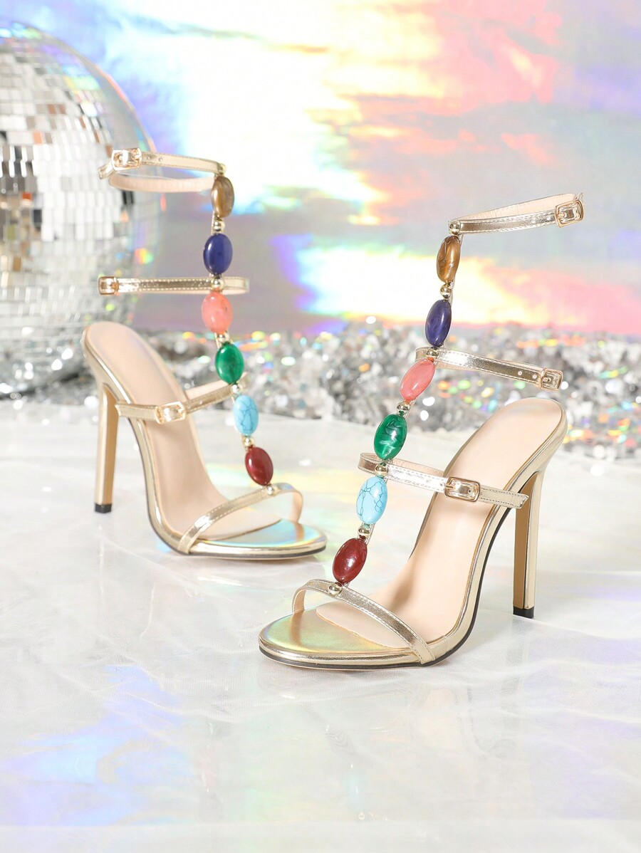 Sexy And Fashionable Ultra High Heel Roman Sandals With Rhinestone For