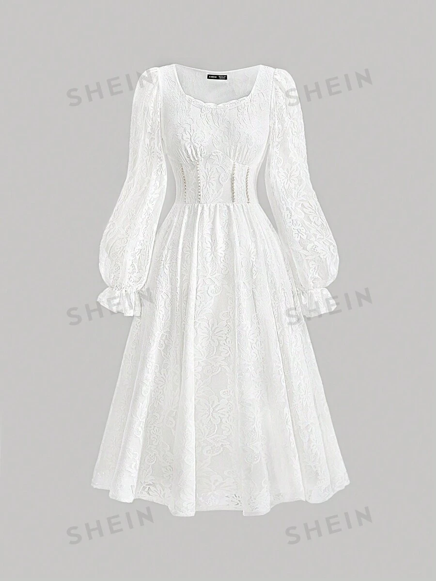 SHEIN MOD Bell Sleeve Lace Dress | SHEIN USA