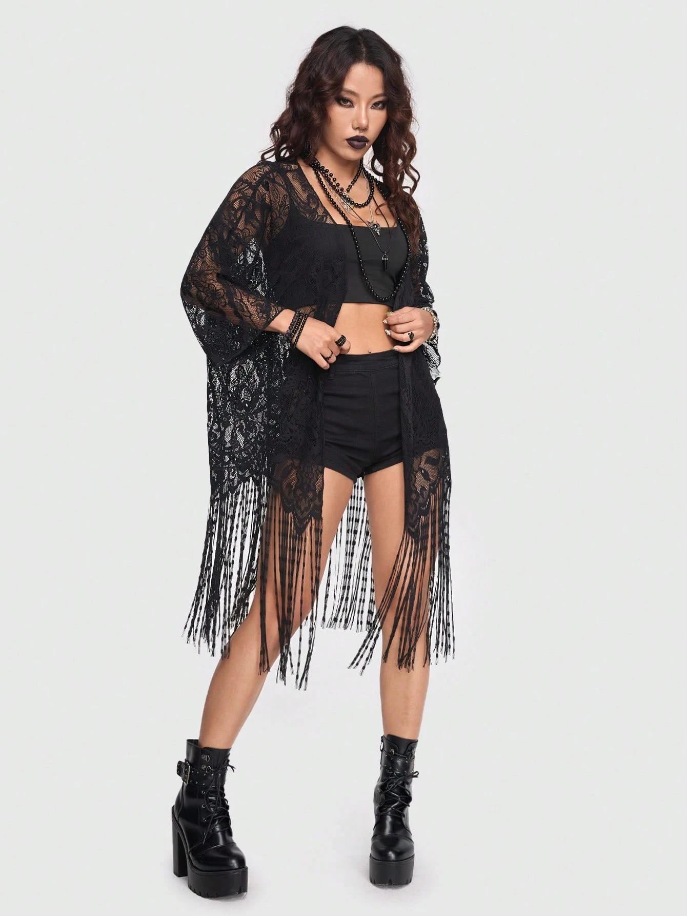 ROMWE Goth Sexy Black Perspective Lace Top | SHEIN USA