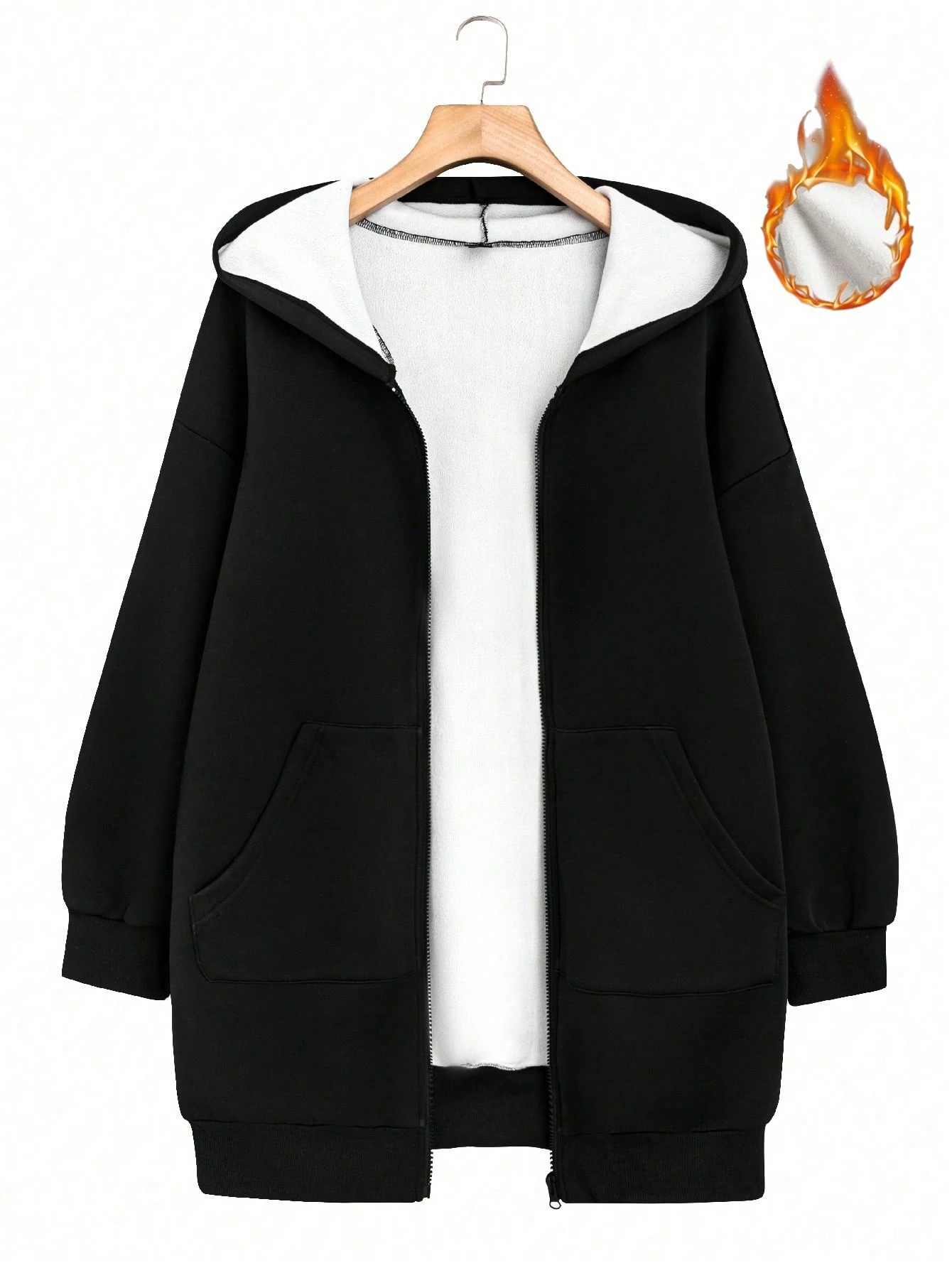 SHEIN LUNE Plus Size Warm Inner Lining Zip Up Hoodie | SHEIN USA