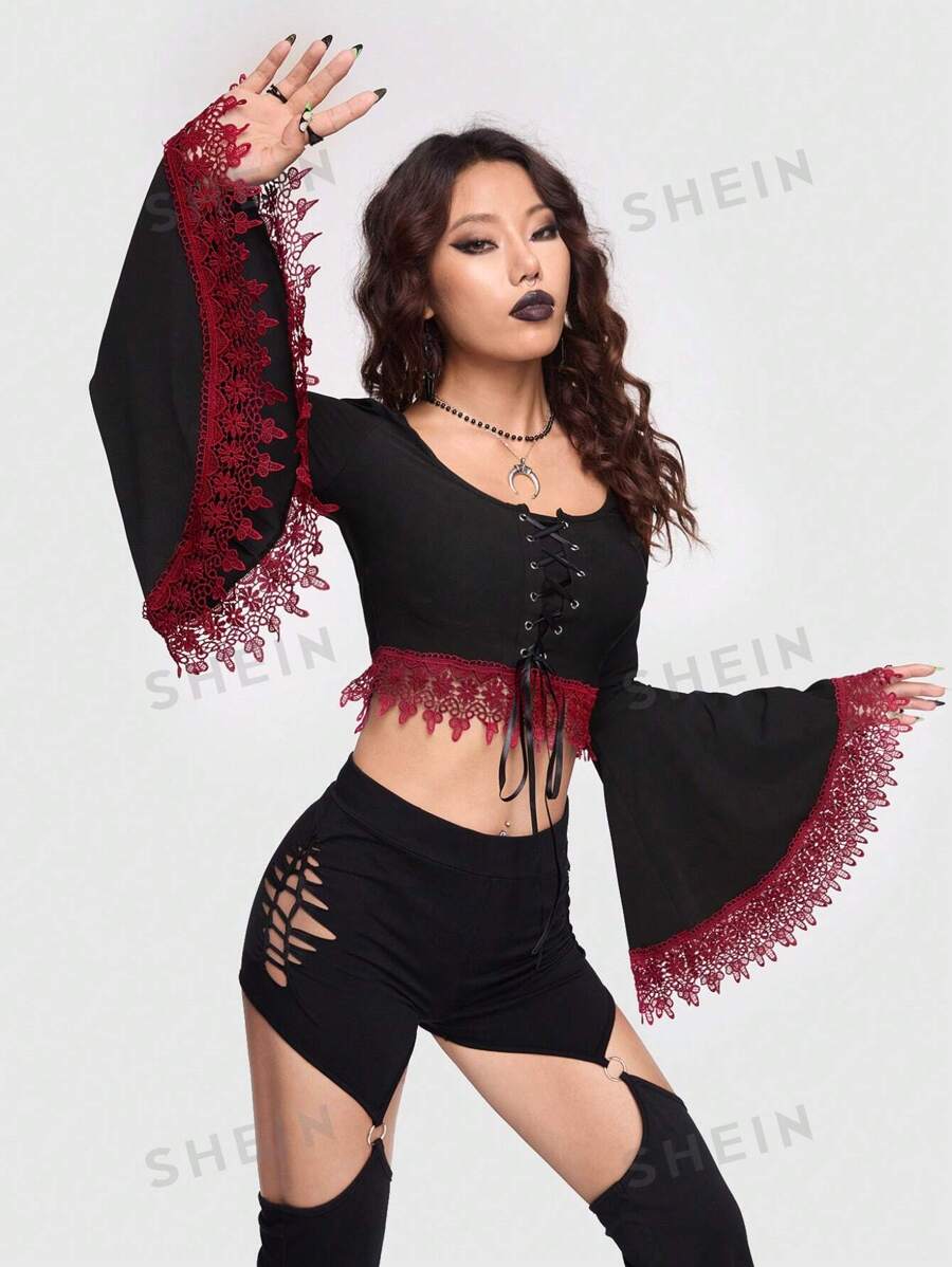 ROMWE Goth damer Vintage gotisk Stil T-shirts , Asymmetrisk Fåll ...