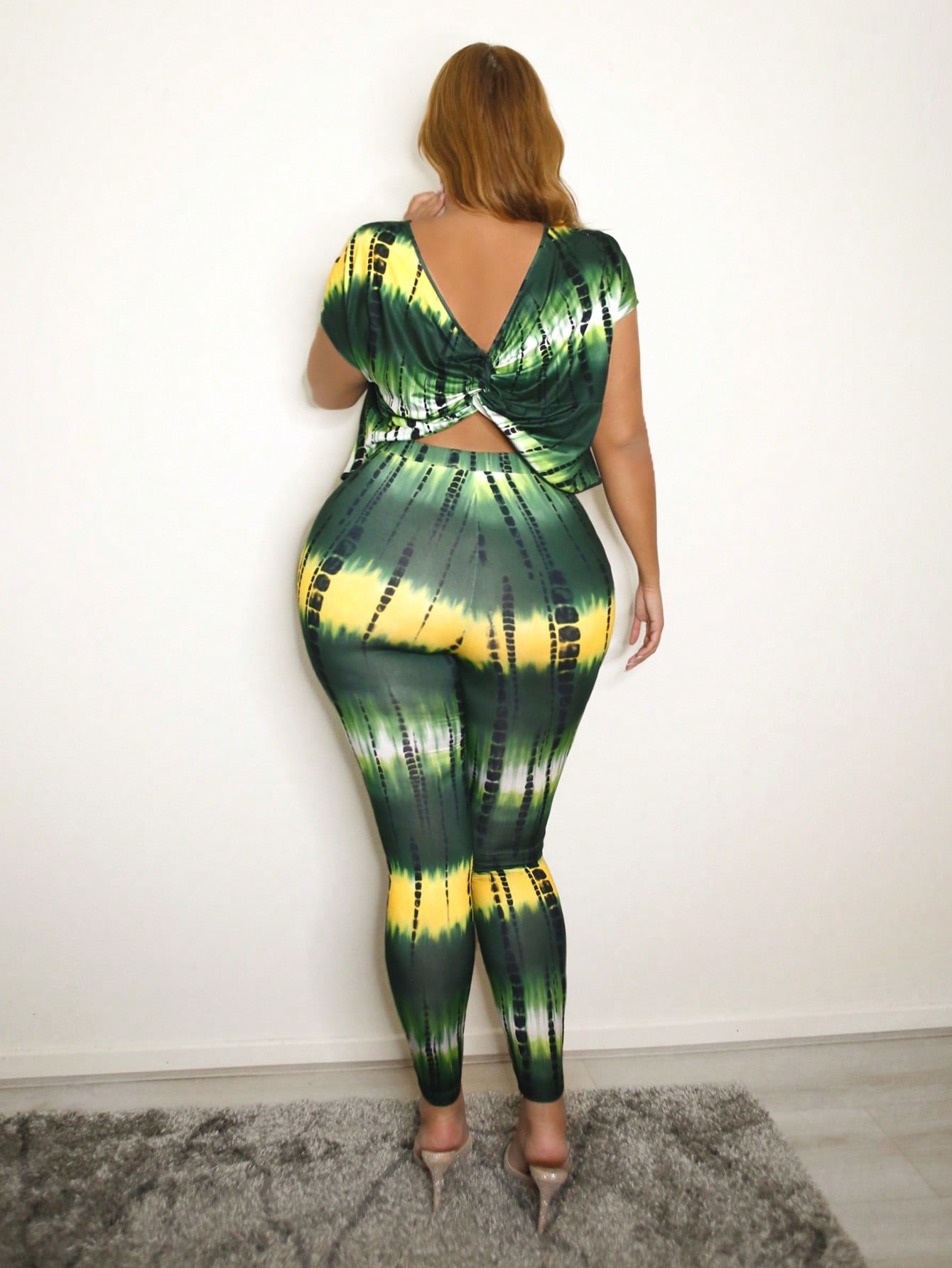 SHEIN SXY Plus Size Tie-Dyed Bodycon Two Piece Set Summer Vacation Two ...