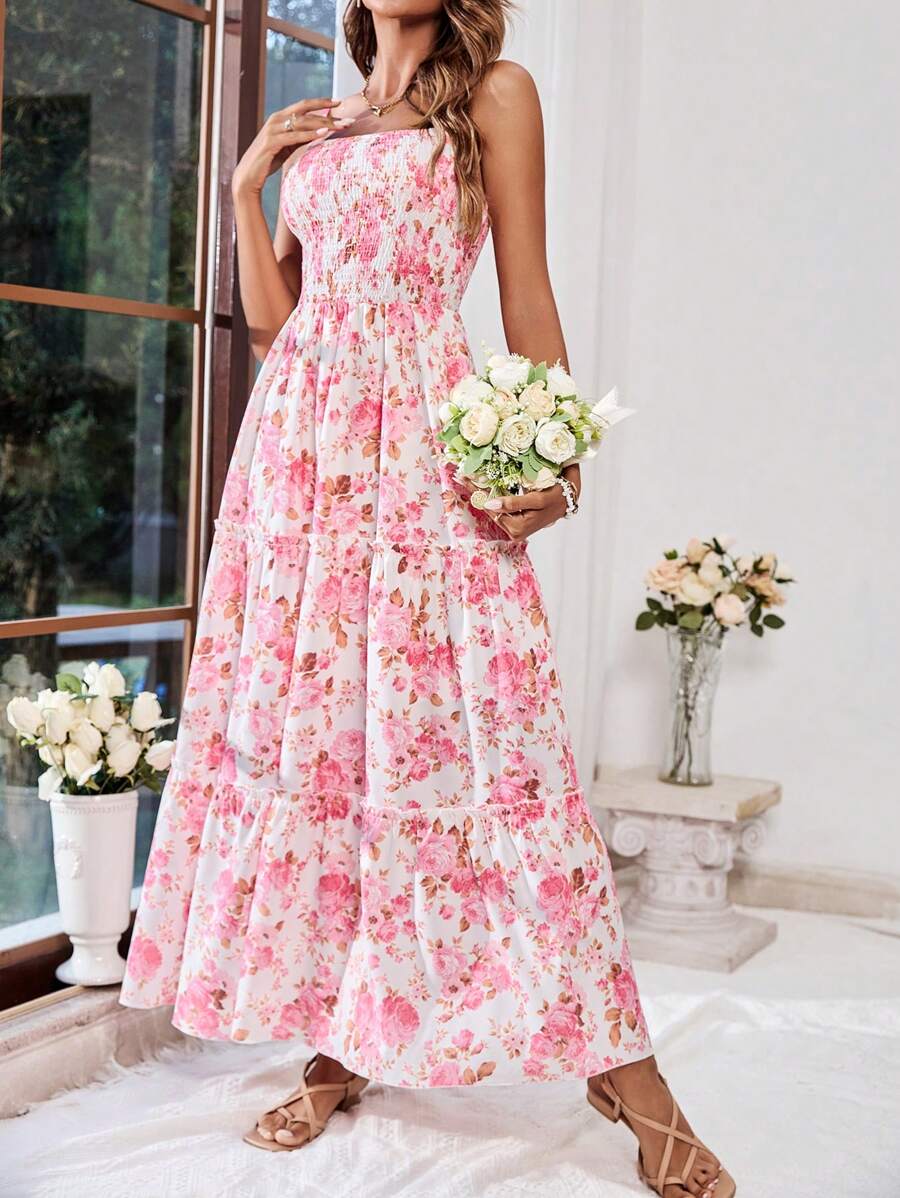 KARISMINA Ladies' Vacation Style Floral Print Sundress With Spaghetti ...