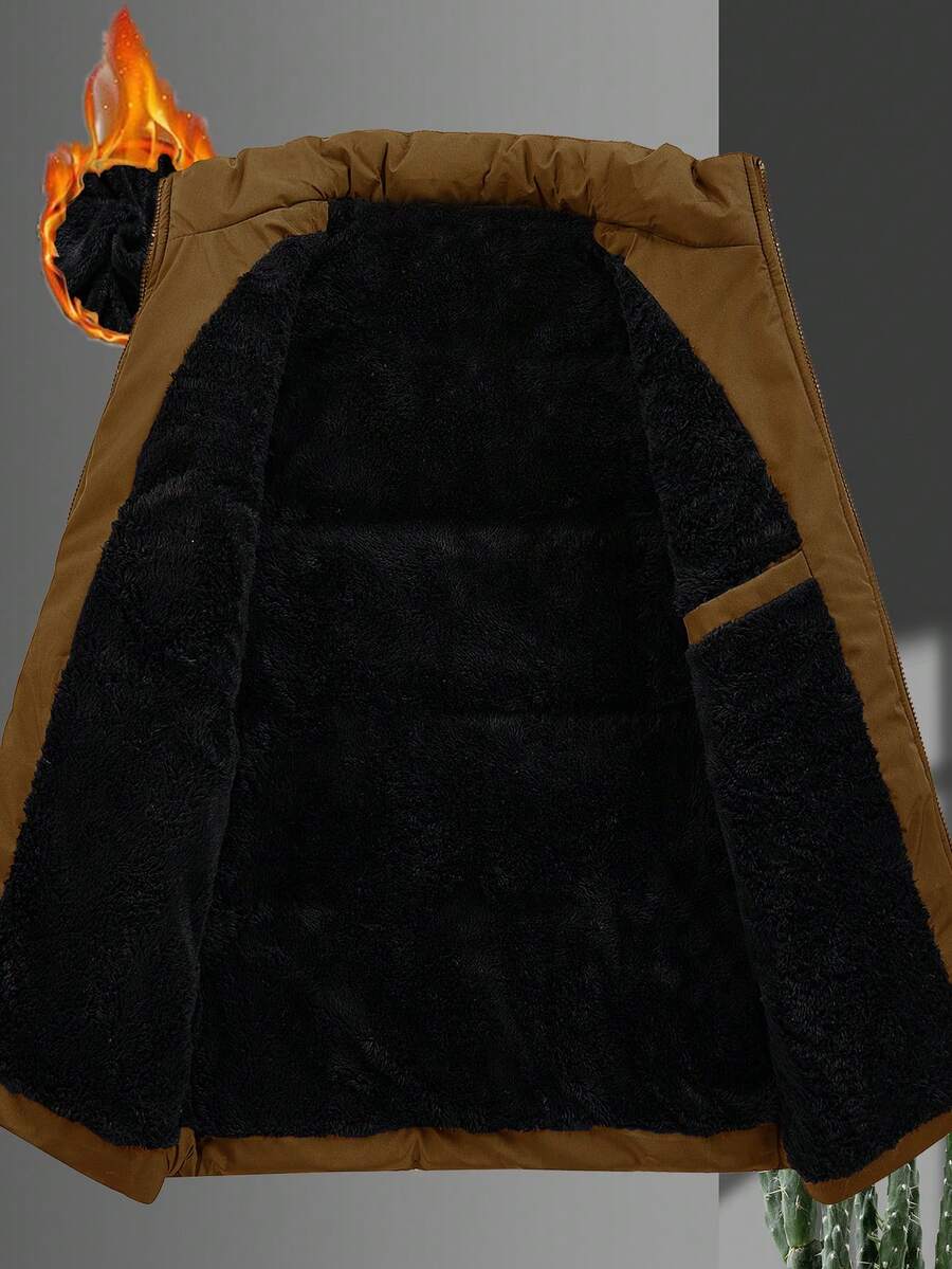 Manfinity Homme Men's Thermal Lined Zip-Up Warm Loose Fit Puffer Vest Coat | SHEIN USA