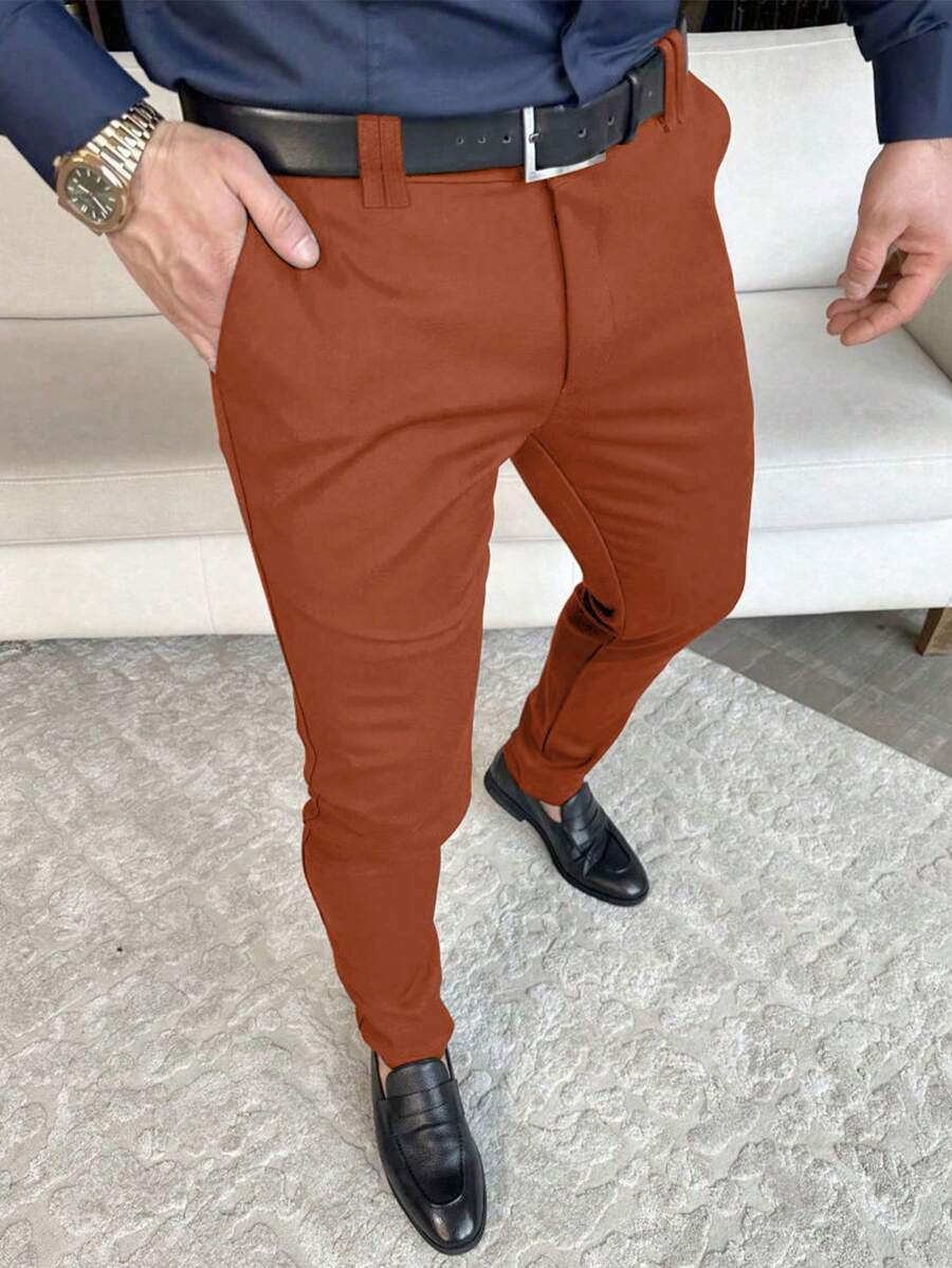 Manfinity Mode Men's Solid Color Suit Trousers | SHEIN USA