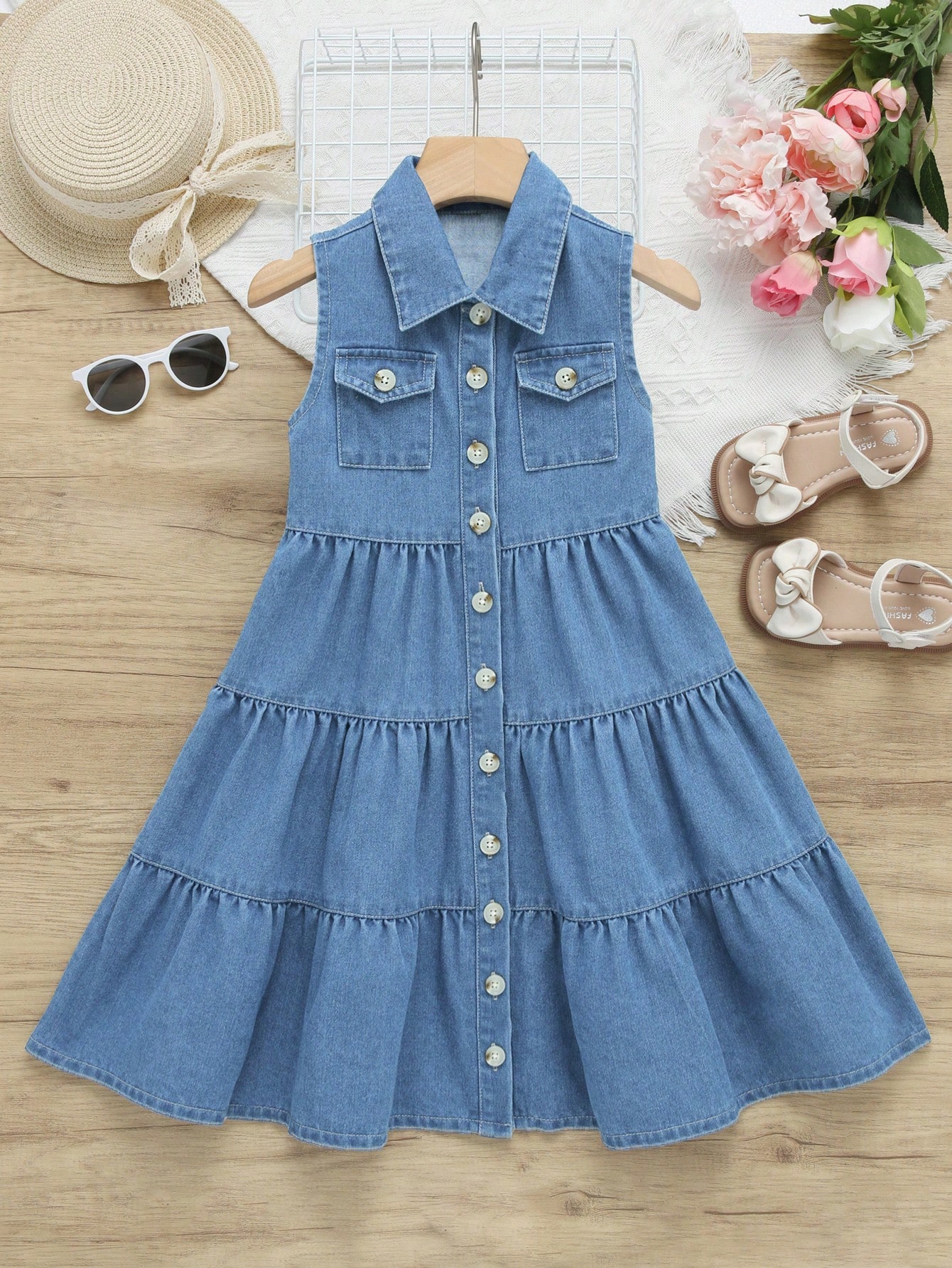 Tween Girls Casual Denim Shirt Dress | SHEIN USA