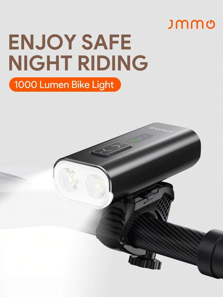 JMMO Bike Light Front 1000 Lumens 1360 Degree Rotating Bracket Type C Rechargeable With 5 Light ...