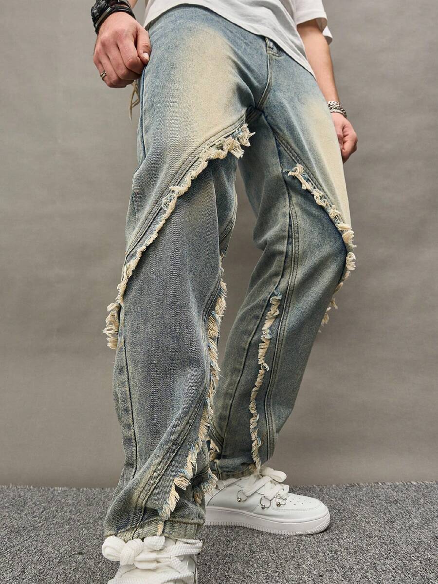 Manfinity EMRG Men'S Fringed Hem Denim Jeans | SHEIN UK