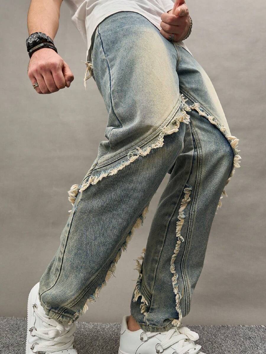 Manfinity EMRG Men'S Fringed Hem Denim Jeans | SHEIN UK