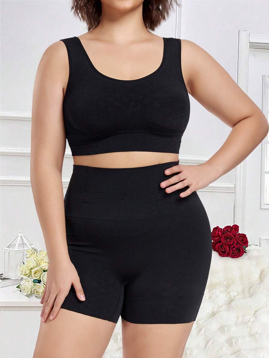 Plus Size Solid Color Body Shaping Suit | SHEIN USA