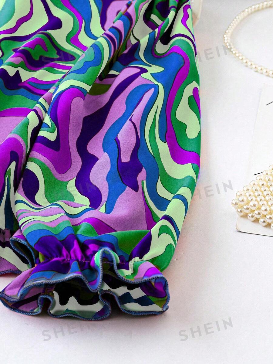 SHEIN Clasi Plus Size Full Printed Bell Sleeve Blouse | SHEIN USA