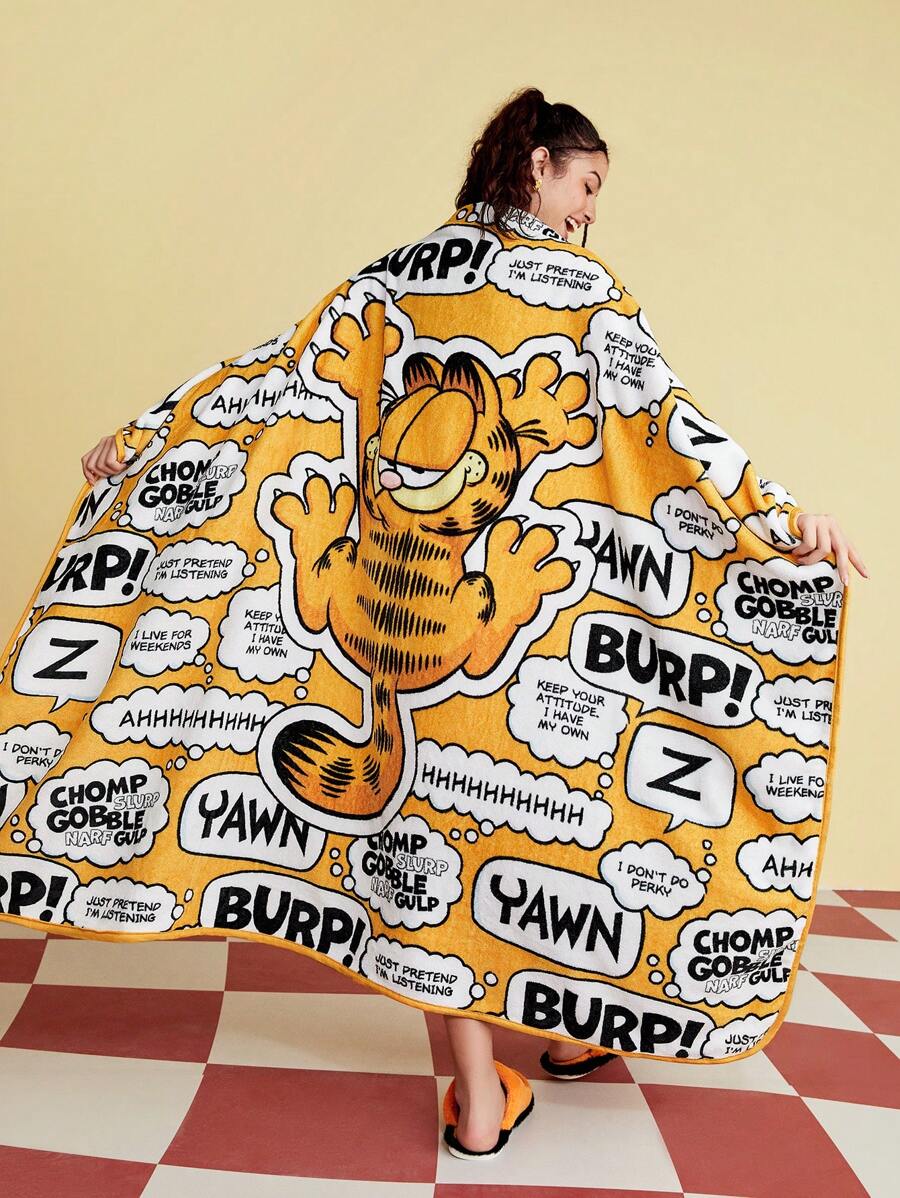 GARFIELD X SHEIN Garfield Co-branded Printed Flannel Blanket | SHEIN USA