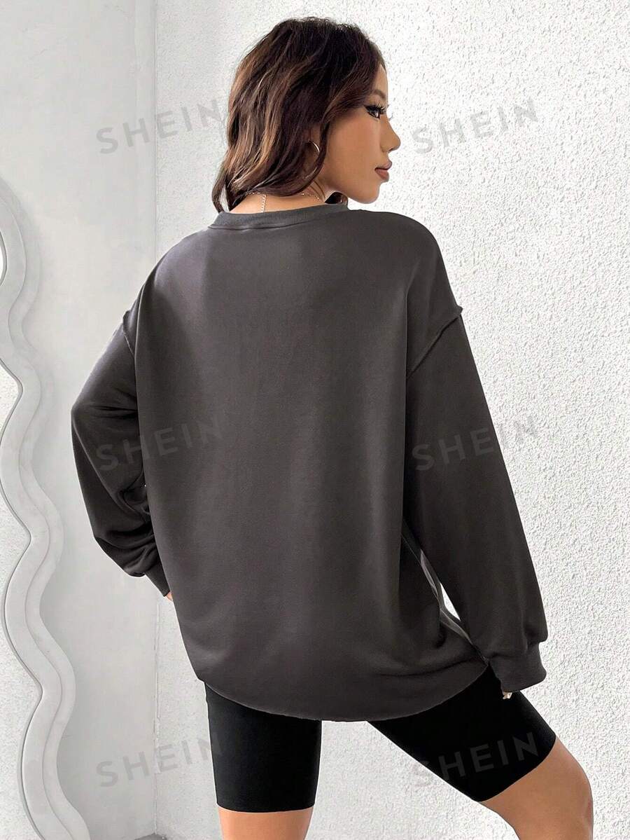 SHEIN Coolane Portrait Print Drop Shoulder Sweatshirt | SHEIN UK