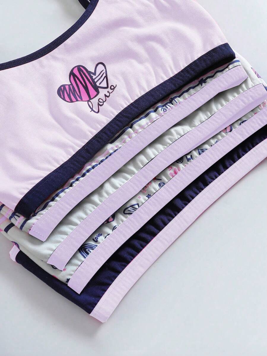 Conjunto de ropa interior para niña preadolescente con corazones, rayas ...