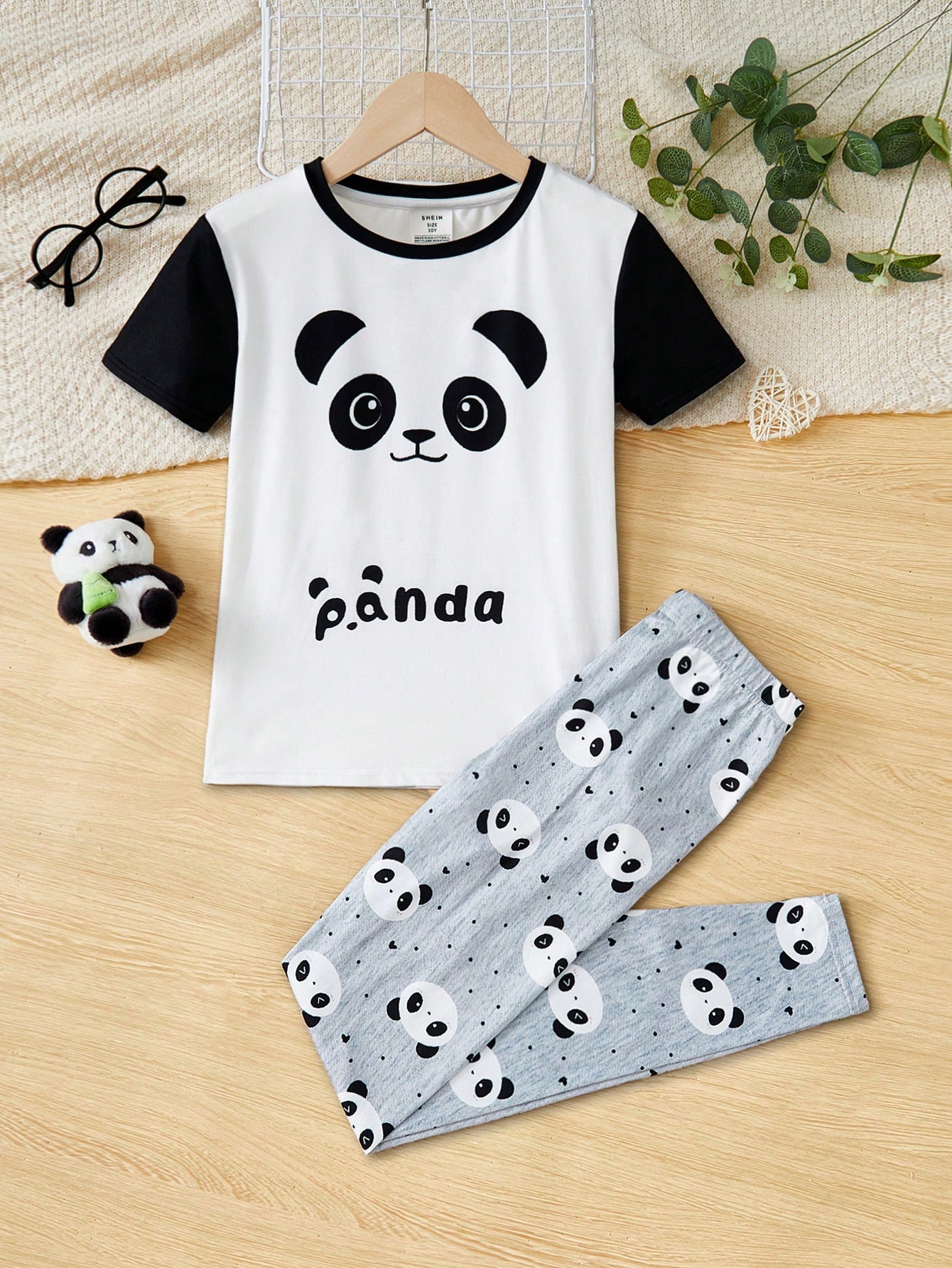 SHEIN Tween Girls' Snug Fit Round Neck Animal Pattern Contrast Color ...