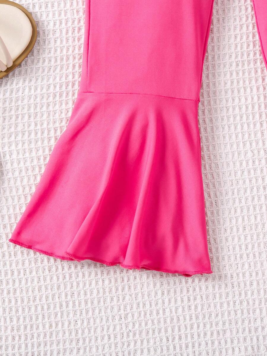 SHEIN Little Girls' Fashionable Sleeveless Jumpsuit With Slim Fit Flared Pants For Spring ...