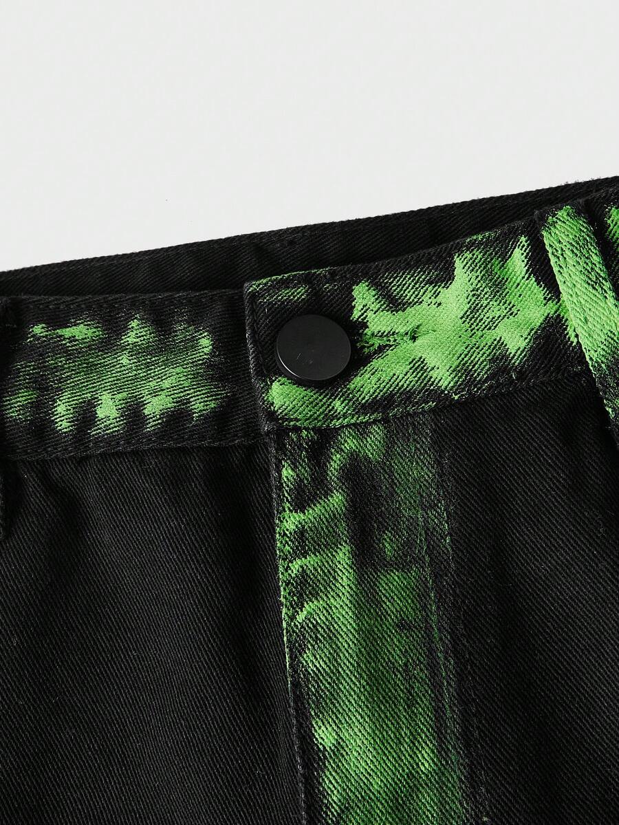 Manfinity Joysei Men's Color Block Jeans Baggy Long Acid Wash Dark Jean ...