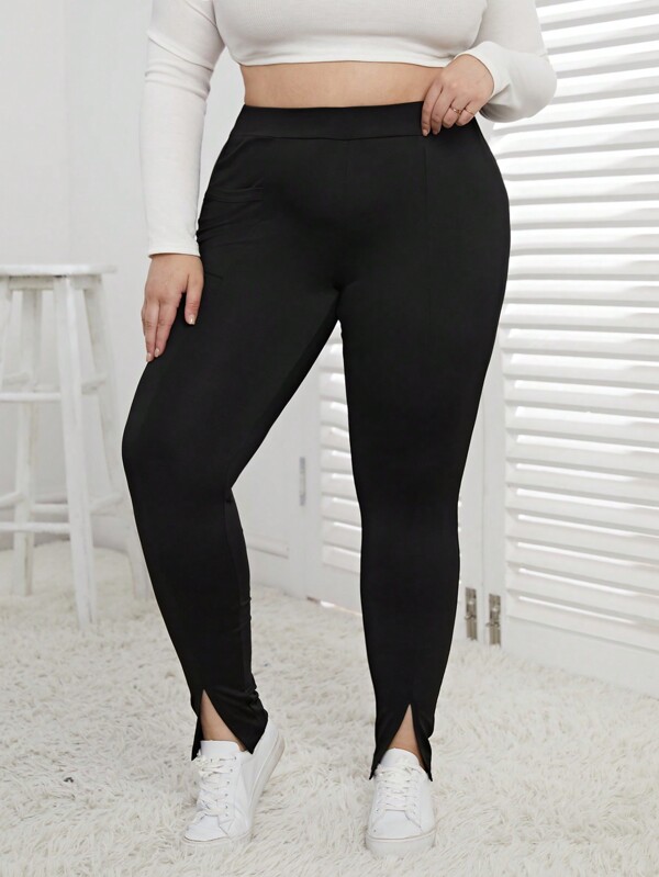 SHEIN Essnce Plus Size High Splits Leggings | SHEIN USA