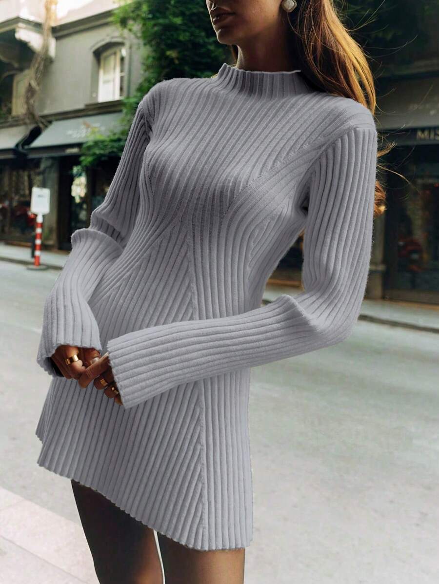 Chiquease Women's Stand Collar Long Sleeve Sweater Dress | SHEIN USA