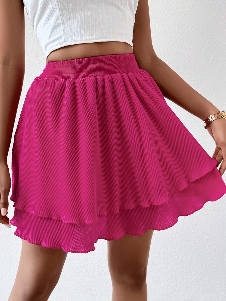 SHEIN LUNE Women's Double Layered Ruffled Skirt | SHEIN USA