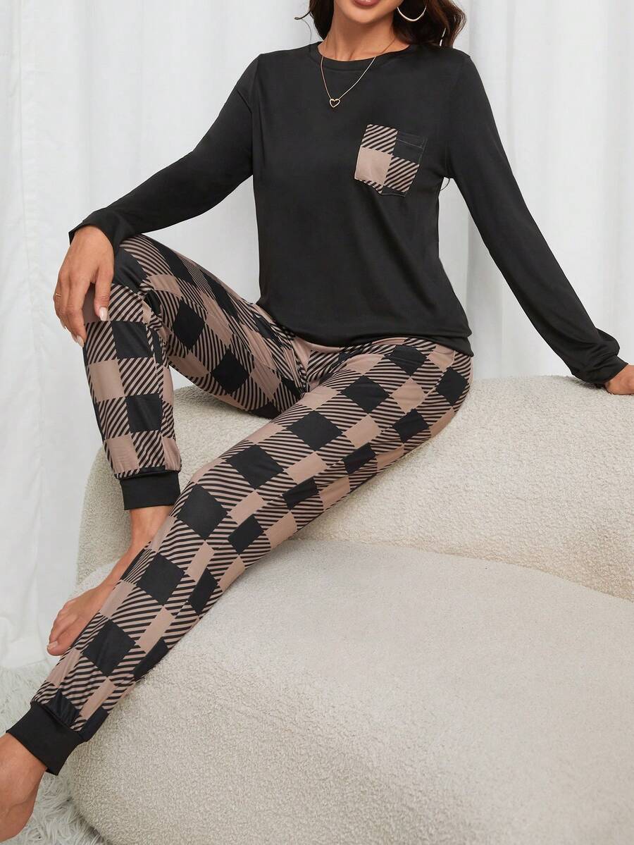Ladies' Plaid Patterned Homewear Set | SHEIN USA