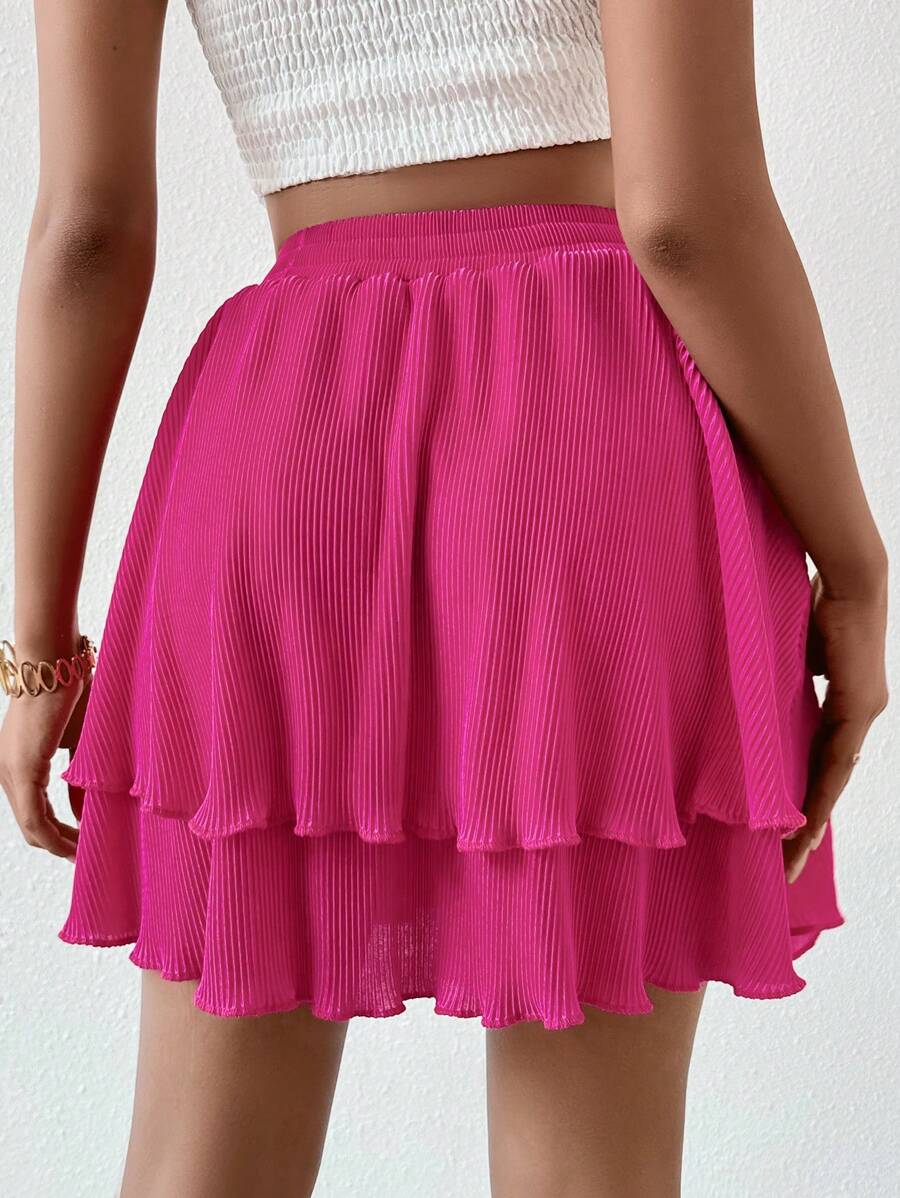 SHEIN LUNE Women's Double Layered Ruffled Skirt | SHEIN