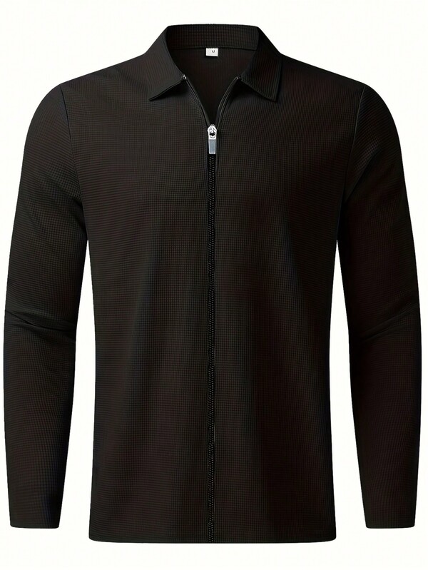 Men'S Regular Fit Solid Front Zipper Jacket | SHEIN USA