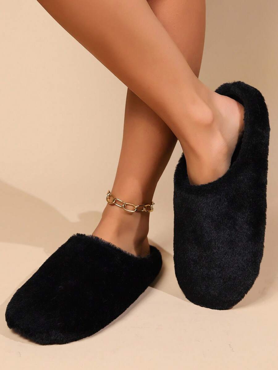 Black Slide Slippers For Women, Indoor House Slippers For All Seasons ...