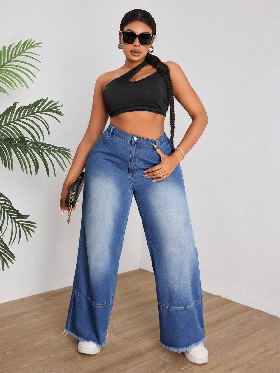 Plus Size Wide-Leg Denim Pants | SHEIN USA