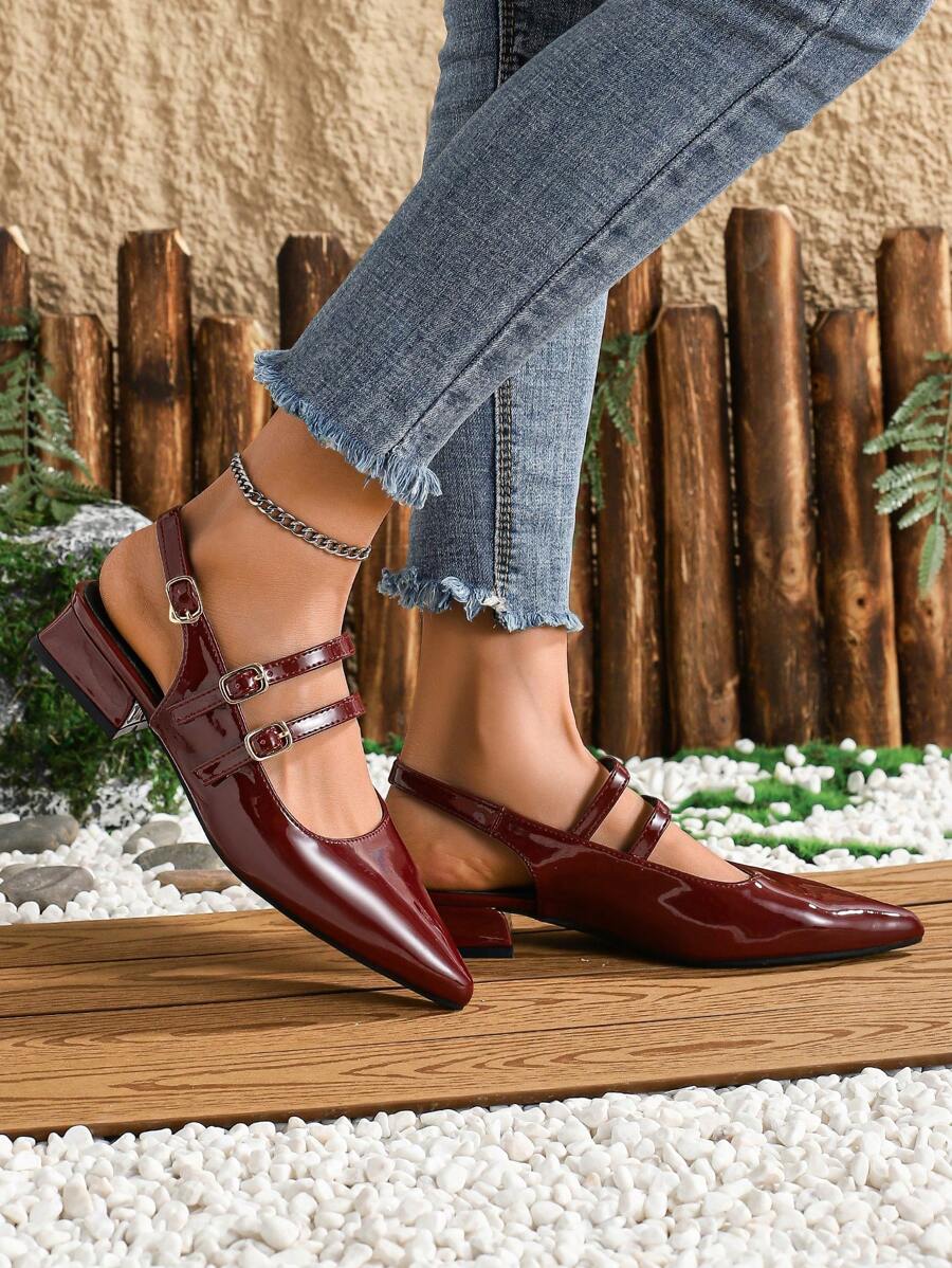 Women Red Fashionable Flat Slip-On Shoes | SHEIN USA