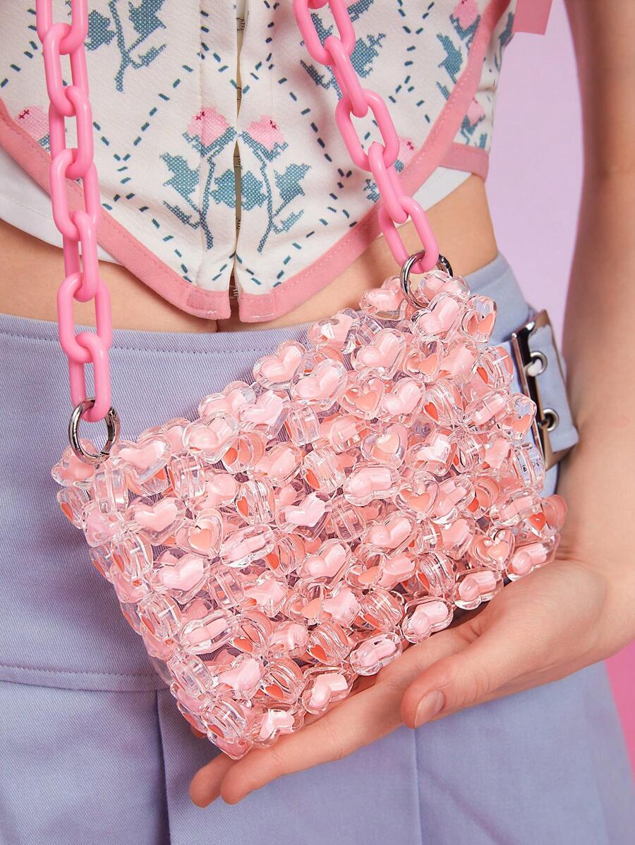 SHEIN MOD Cute Ladies' Shoulder Bag With Heart-Shaped Patchwork | SHEIN USA