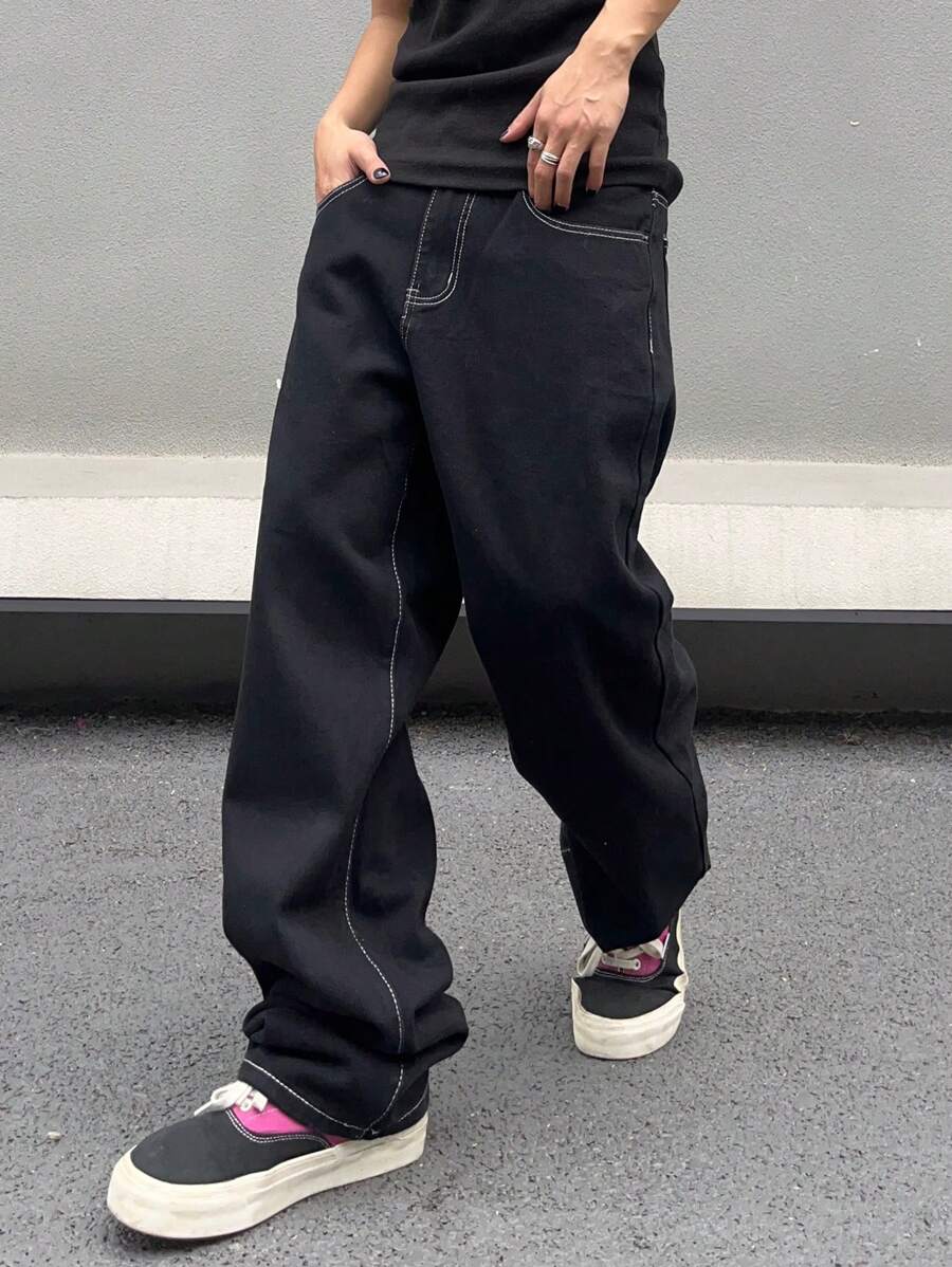 Manfinity Hypemode Loose Fit Men's Contrast Stitching Slanted Pocket ...